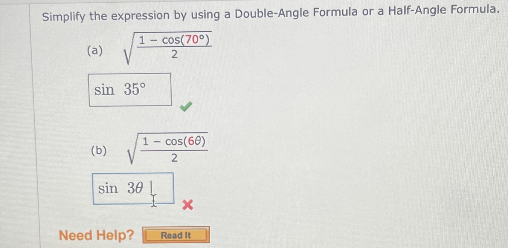 Solved Simplify the expression by using a Double-Angle | Chegg.com