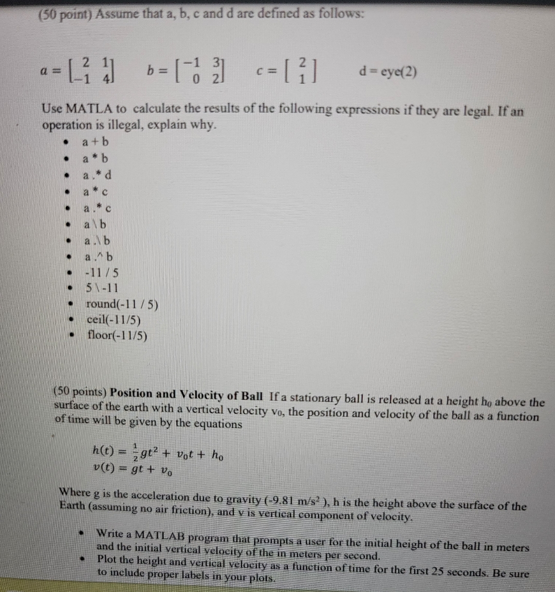 Solved (50 ﻿point) ﻿Assume that a, ﻿b, ﻿c and d are defined | Chegg.com