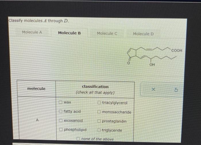 Solved Classify molecules A through D.Classify molecules A | Chegg.com