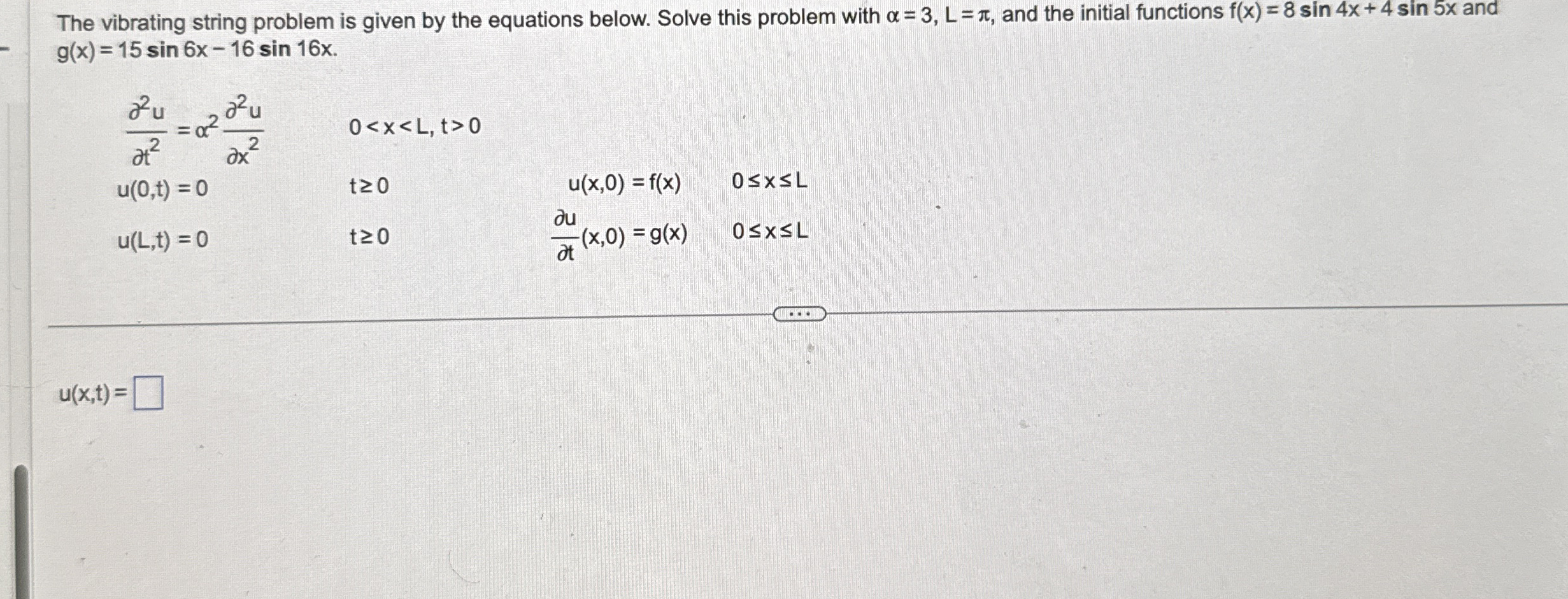 Solved The vibrating string problem is given by the | Chegg.com