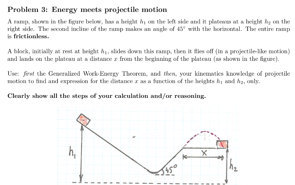 Solved Problem 3: Energy meets projectile motionA ramp, | Chegg.com