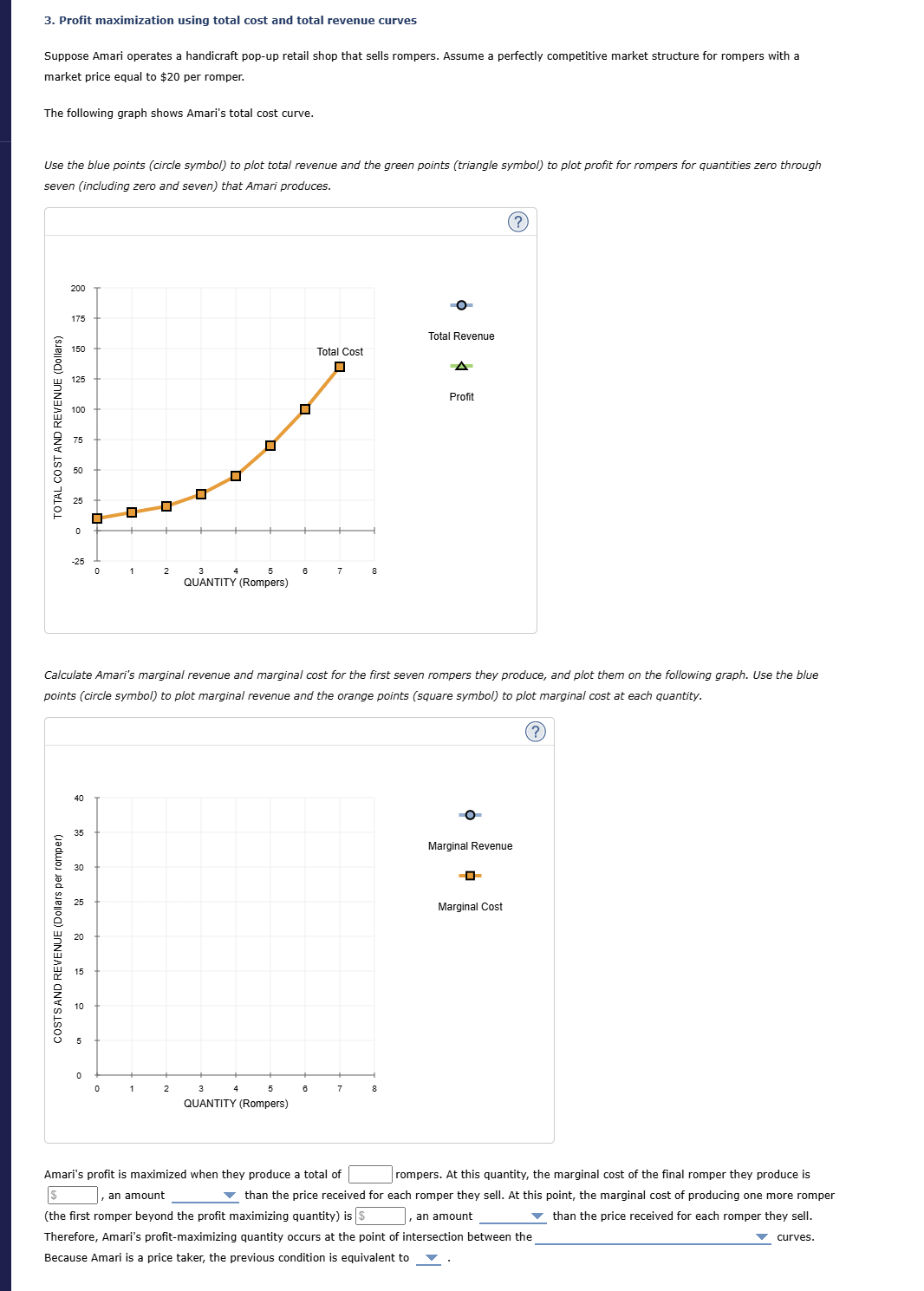 Solved 3. ﻿Profit maximization using total cost and total | Chegg.com