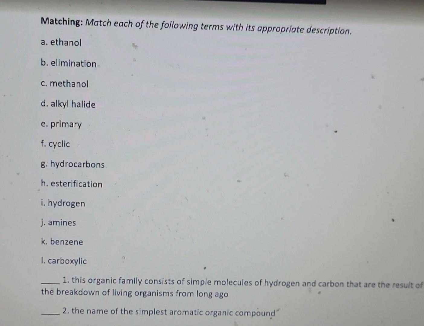 Solved Matching: Match each of the following terms with its | Chegg.com