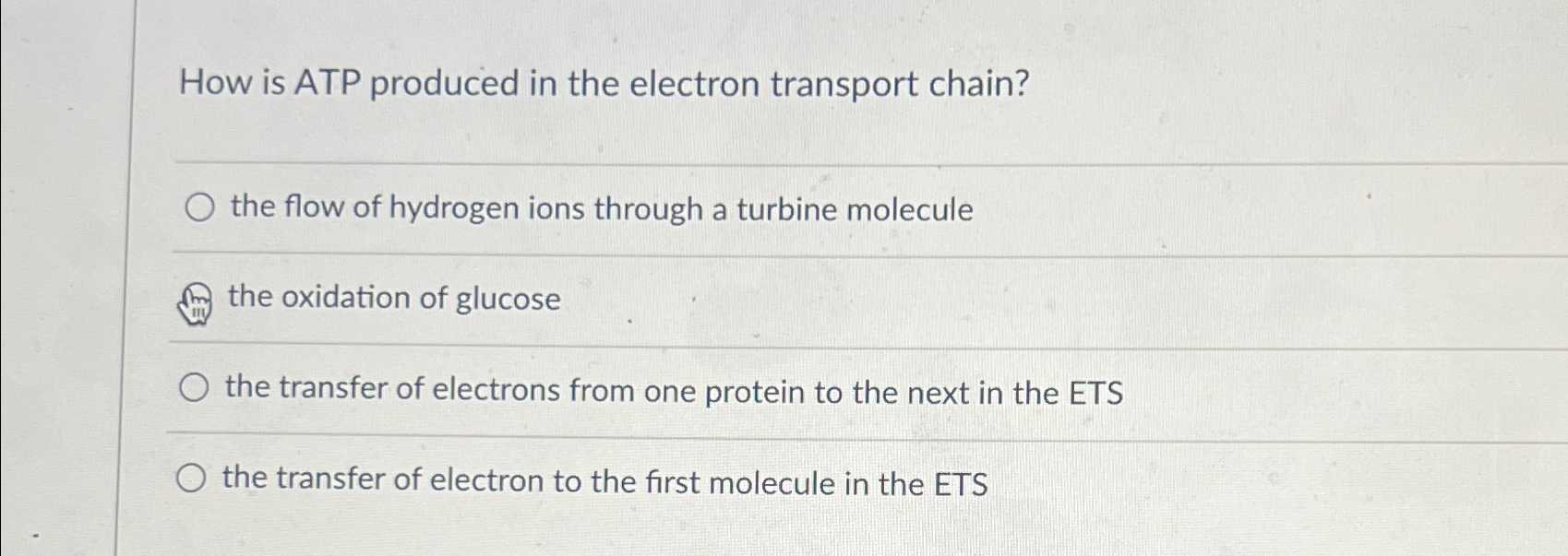 Solved How is ATP produced in the electron transport | Chegg.com