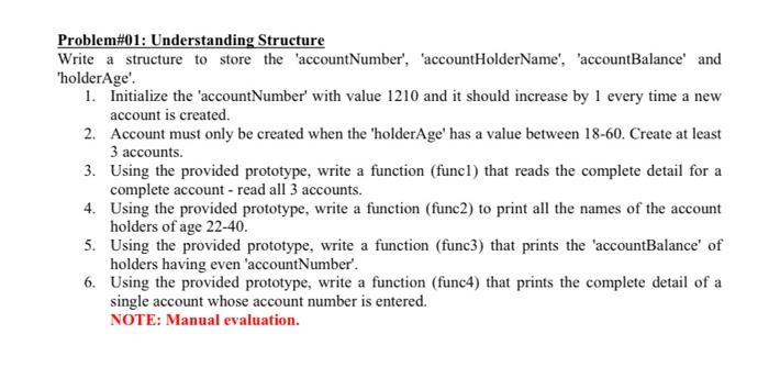 Problem#01: Understanding Structure Write a structure | Chegg.com
