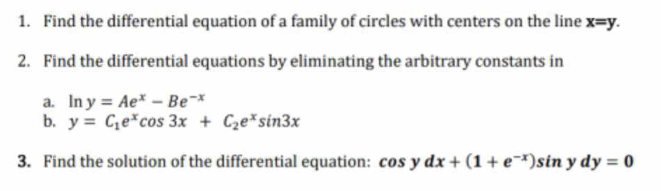 Solved Find the differential equation of a family of circles | Chegg.com