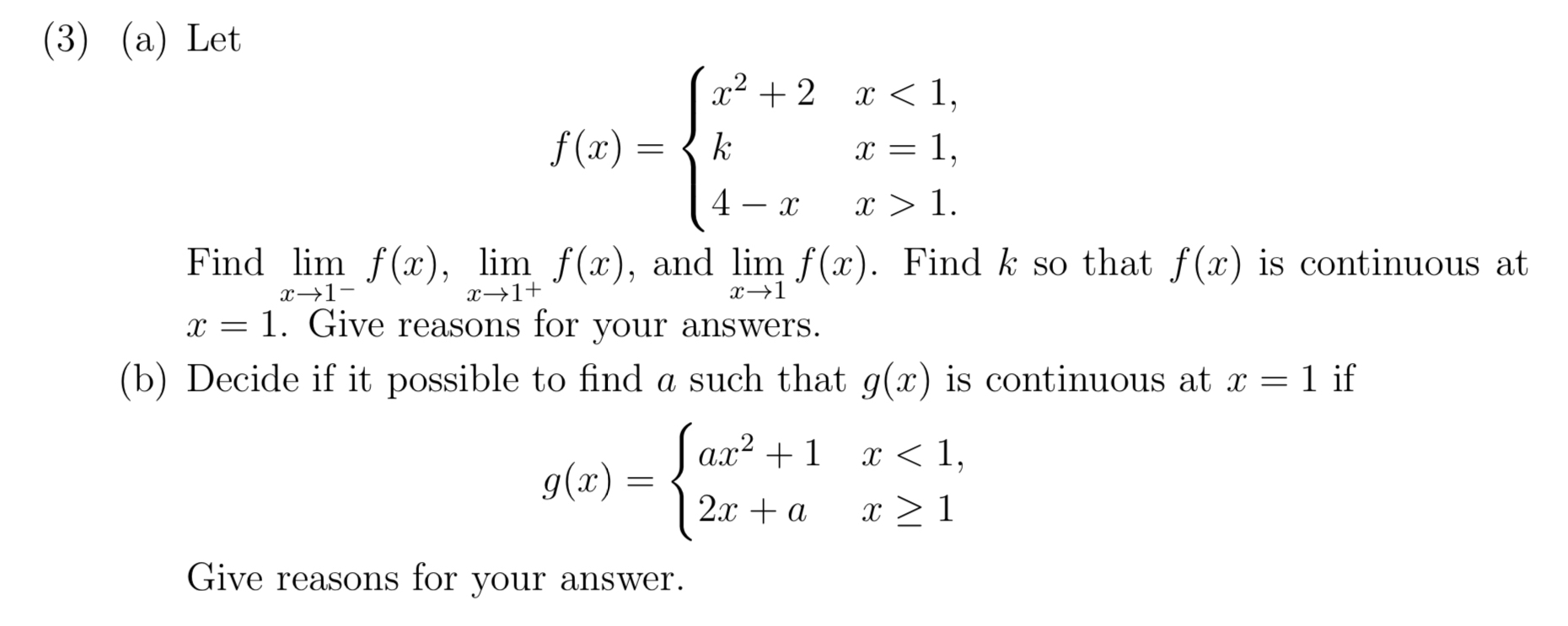Solved (3) (a) ﻿Letf(x)={x2+2,x 1Find | Chegg.com