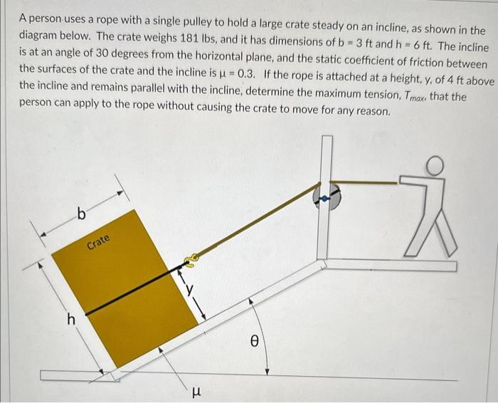 Solved A person uses a rope with a single pulley to hold a | Chegg.com