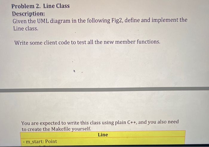 Solved Problem 2. Line Class Description: Given the UML | Chegg.com