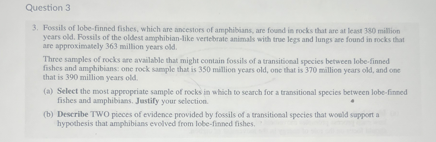 Solved Question 33. ﻿Fossils of lobe-finned fishes, which | Chegg.com