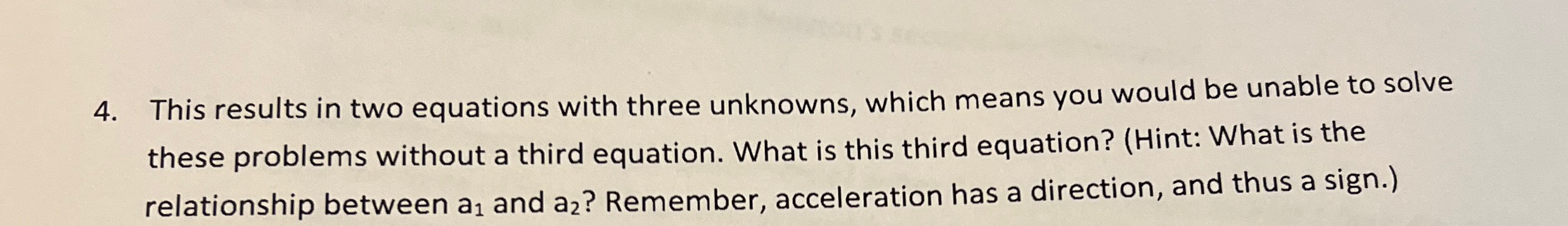 Solved This results in two equations with three unknowns, | Chegg.com