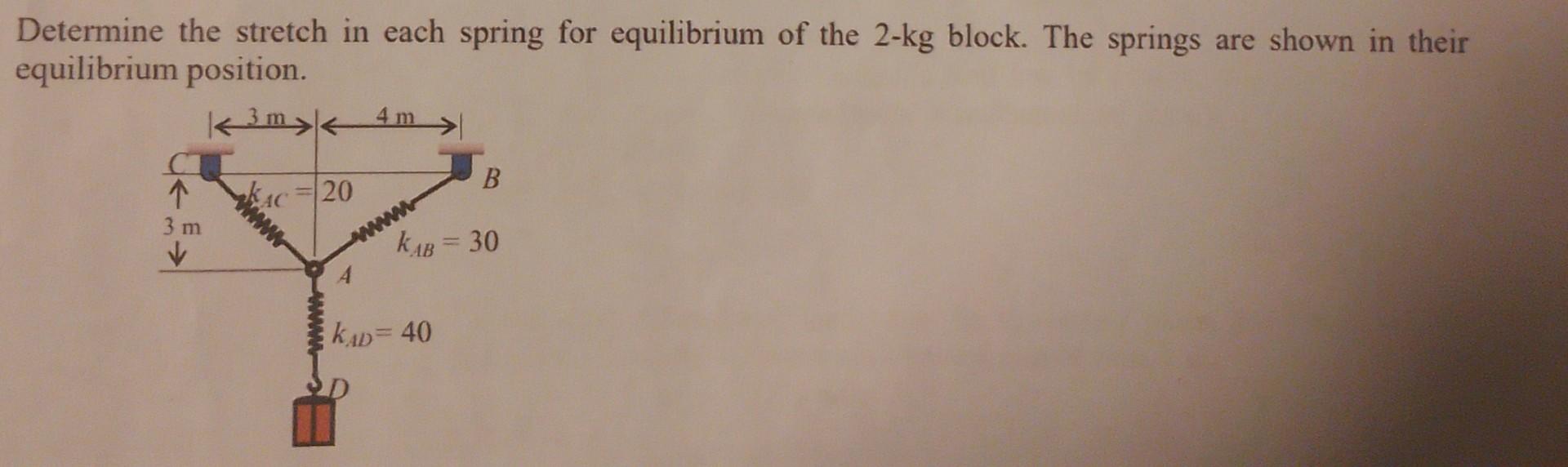 Solved Determine the stretch in each spring for equilibrium | Chegg.com