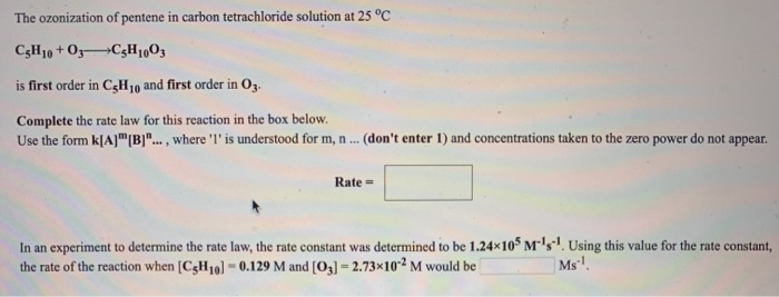 Solved The ozonization of pentene in carbon tetrachloride | Chegg.com