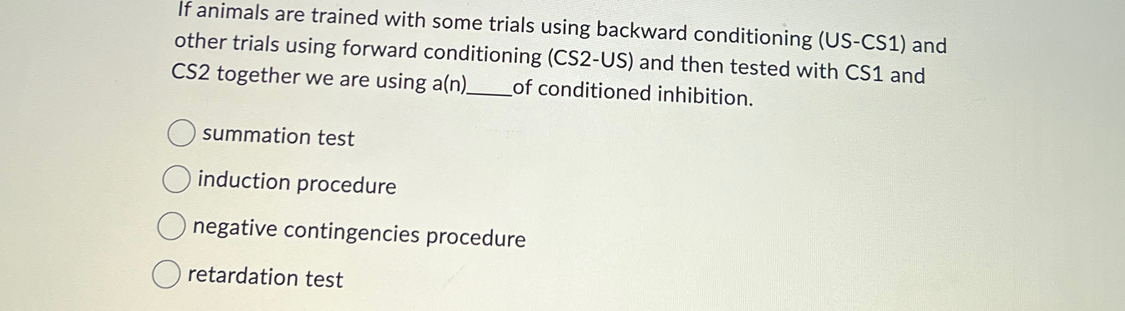 Solved If animals are trained with some trials using | Chegg.com