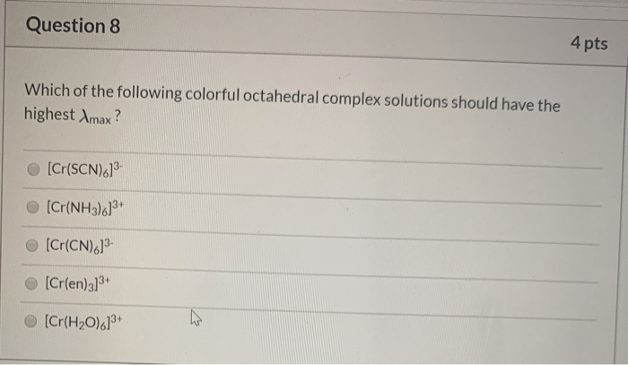 Solved Question 8 4 pts Which of the following colorful | Chegg.com