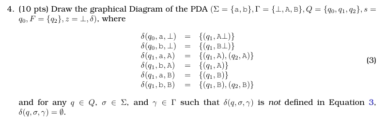 Solved Draw the graphical Diagram of the PDA (\Sigma | Chegg.com
