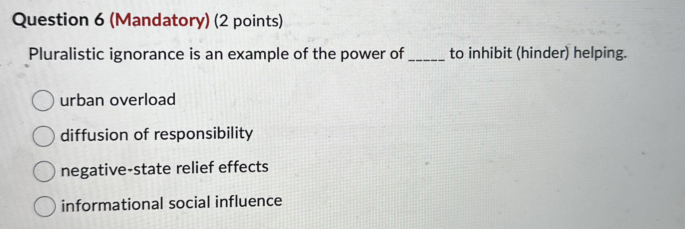 Solved Question 6 (Mandatory) (2 ﻿points)Pluralistic | Chegg.com