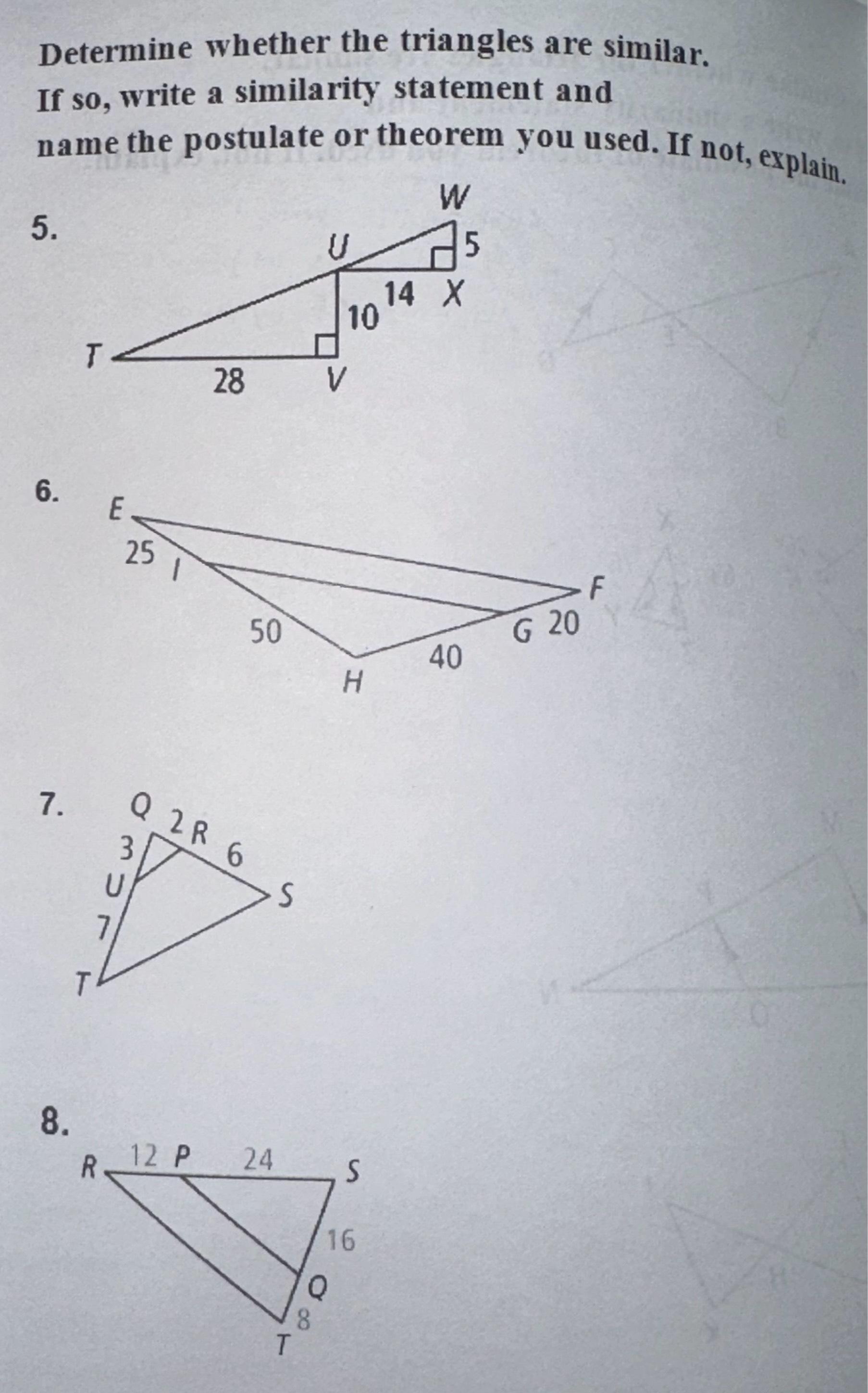 Solved Determine whether the triangles are similar. If so, | Chegg.com