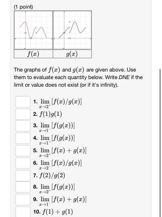 Solved The graphs of f(x) and g(x) are given above. Use them | Chegg.com