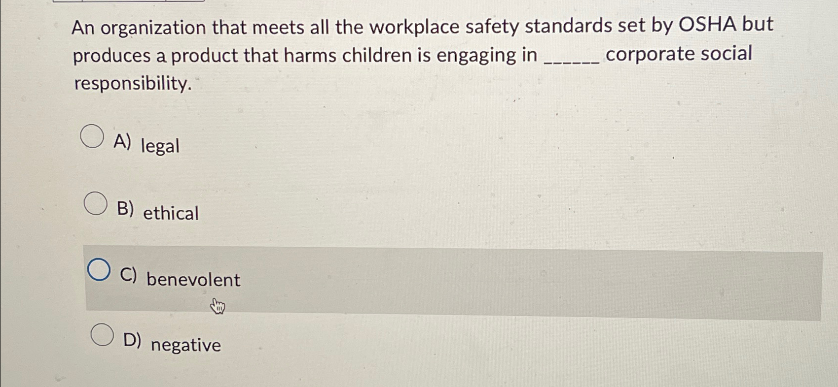 Solved An organization that meets all the workplace safety | Chegg.com