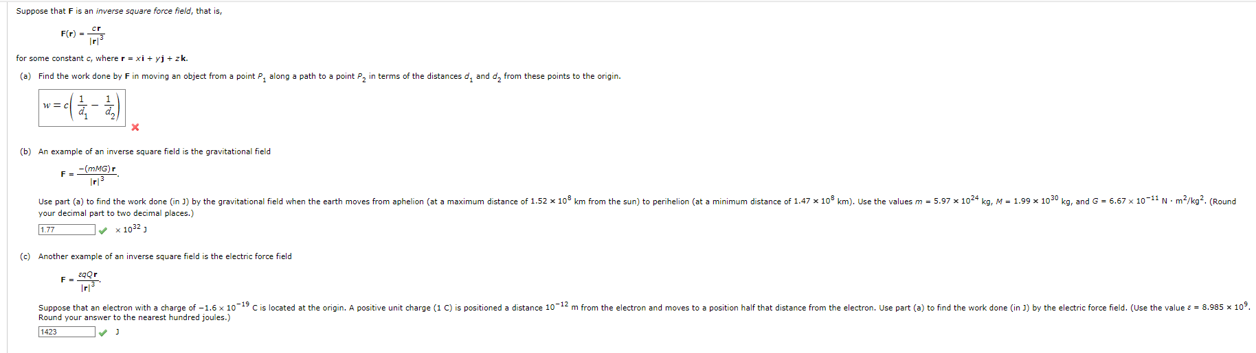 Solved Suppose that F ﻿is an inverse square force field, | Chegg.com