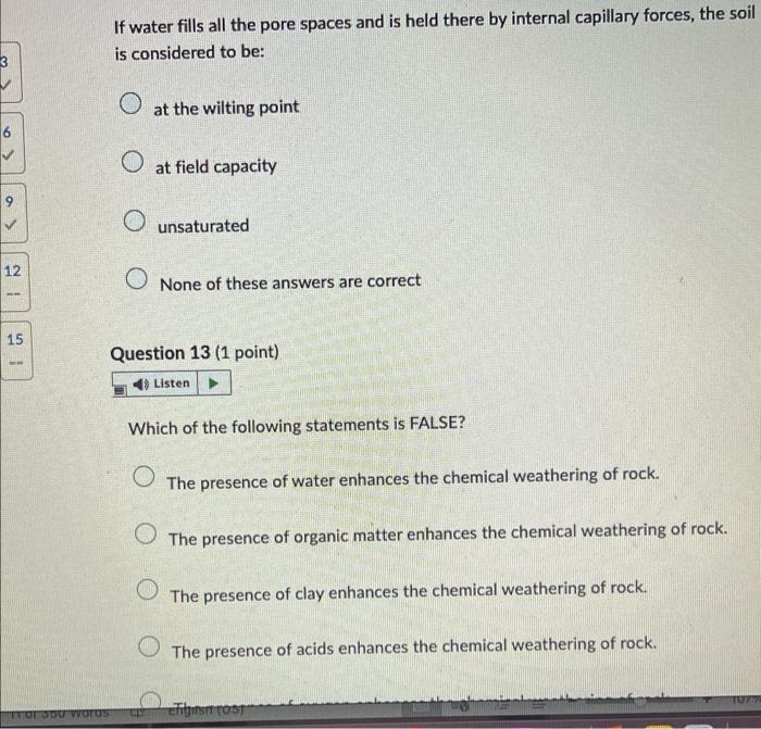 Solved 6 a> 12 -... 15 ww If water fills all the pore spaces | Chegg.com