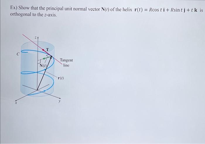 Solved Ex) Show that the principal unit normal vector N(t) | Chegg.com