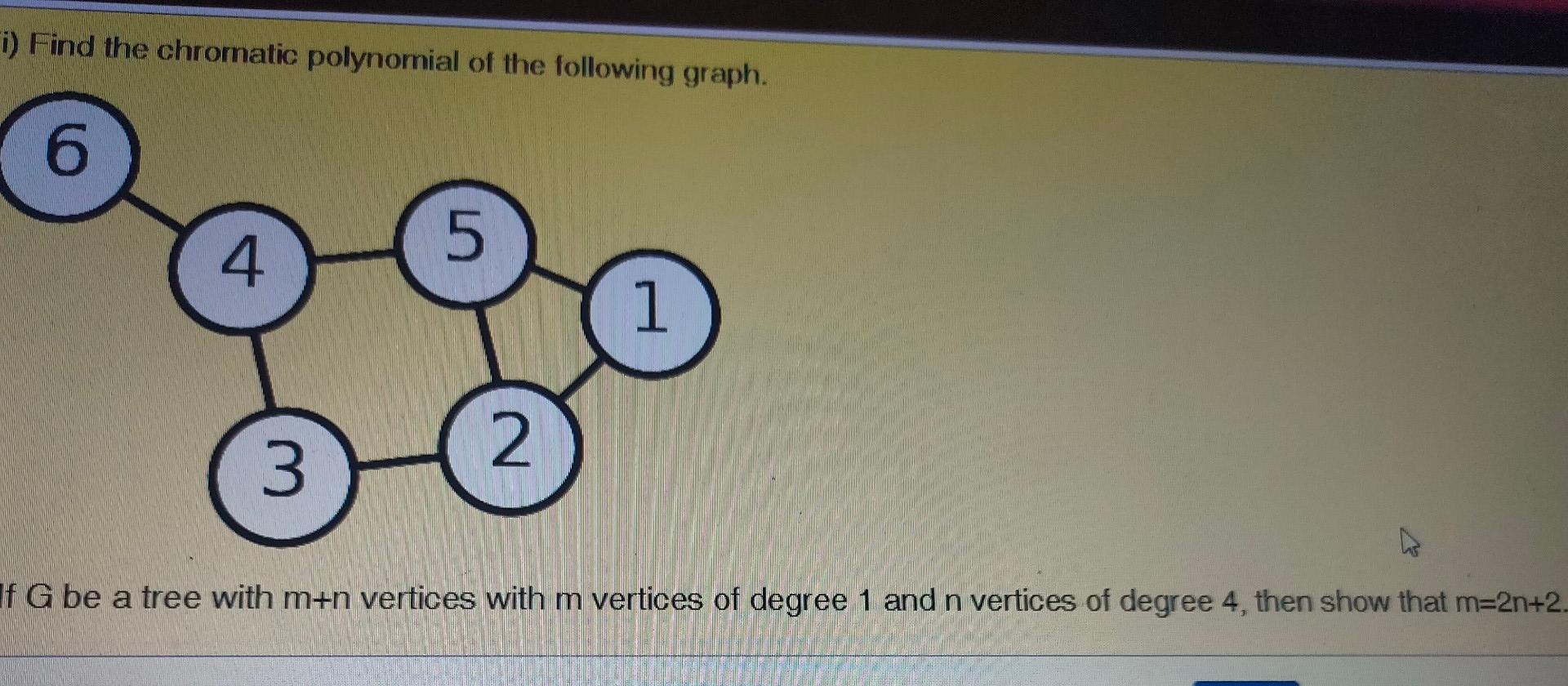 Solved i) Find the chromatic polynomial of the following | Chegg.com