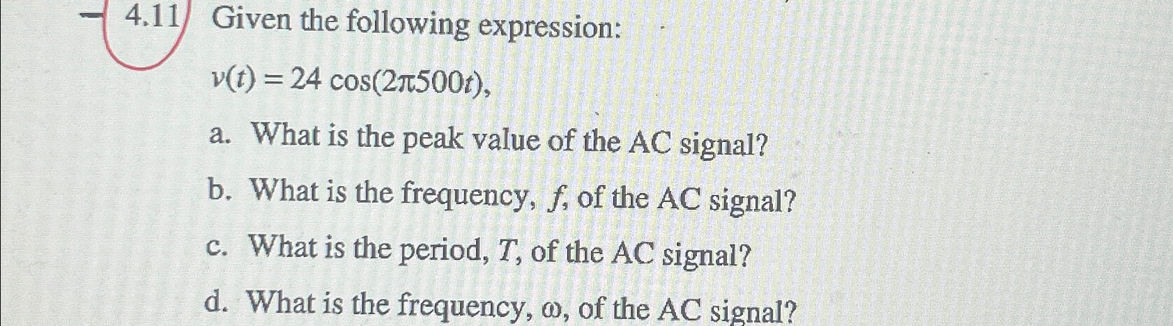 Solved 4.11) Given the following expression:\\n\\nu | Chegg.com