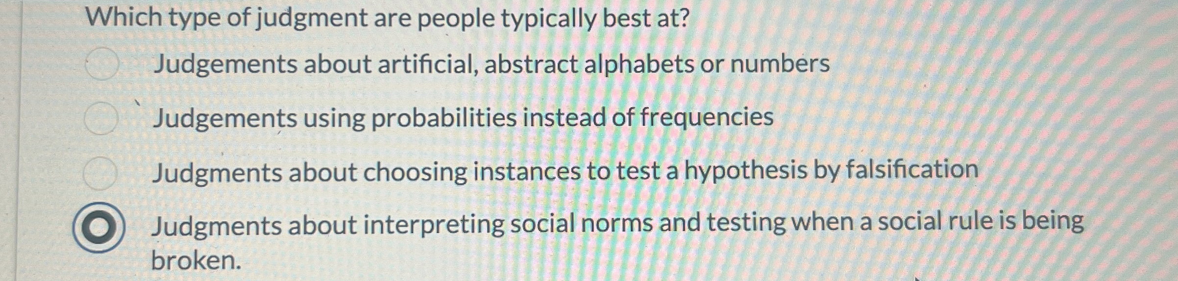Solved Which type of judgment are people typically best | Chegg.com