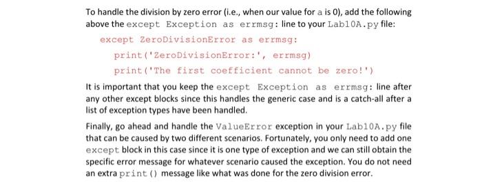 Solved 1. Exception Handling in Python Ideally, when we | Chegg.com