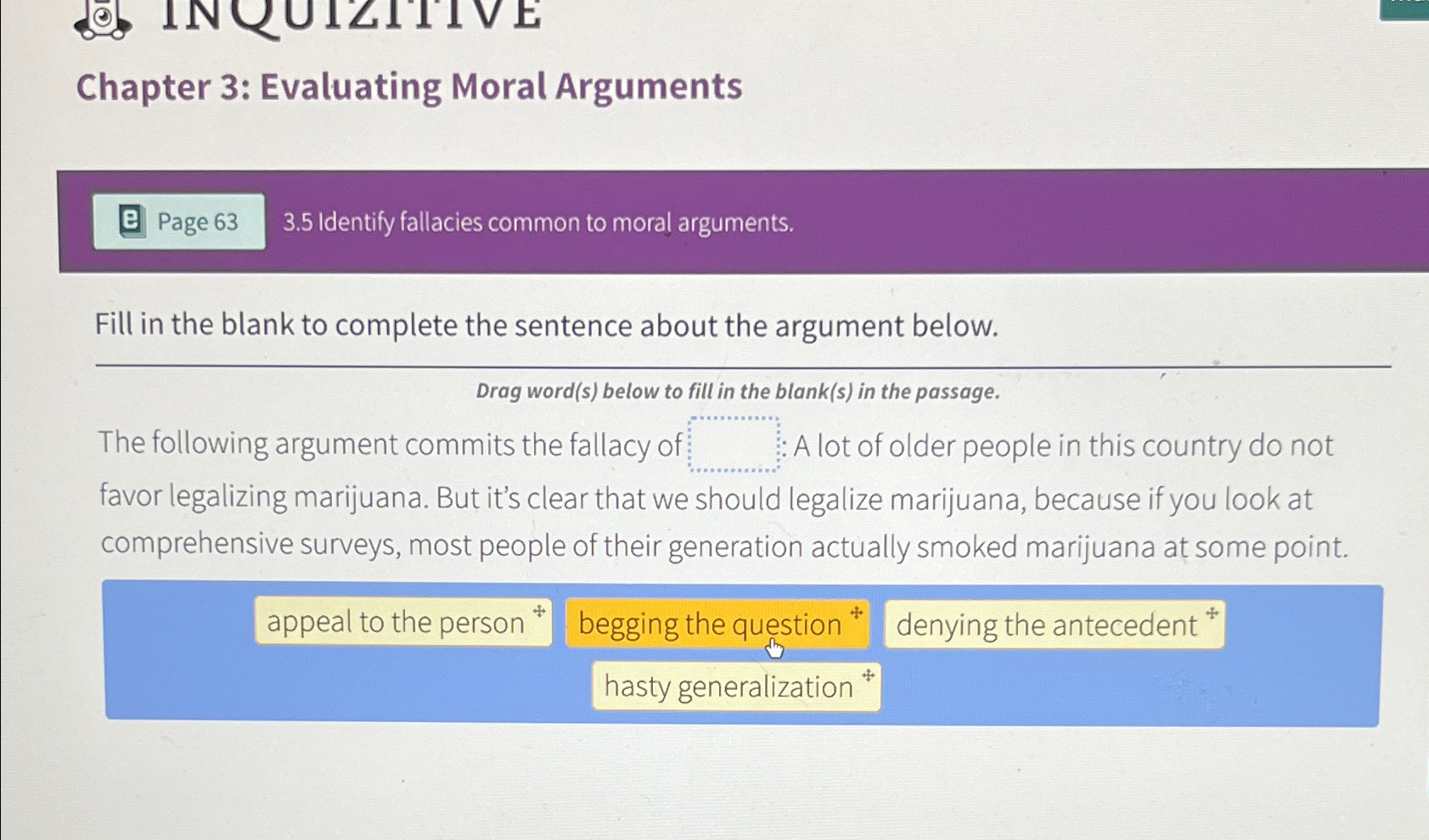 Solved Chapter 3: Evaluating Moral Arguments3.5 ﻿Identify | Chegg.com