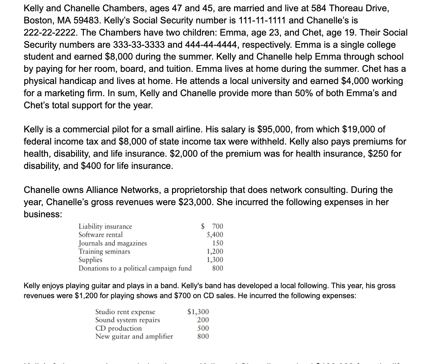 Solved Can you please fill out the attached tax form? Kelly | Chegg.com