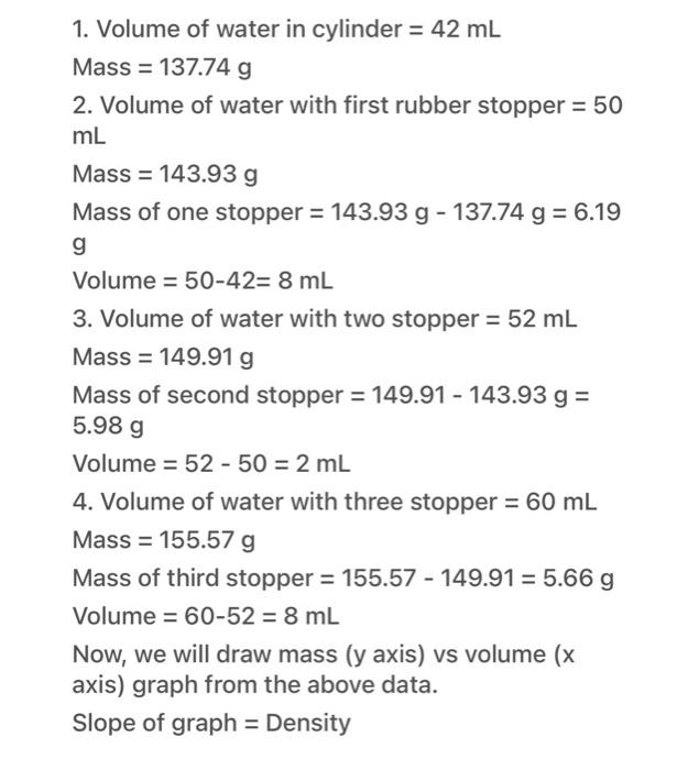 Solved use the information given to find the density, slope, | Chegg.com