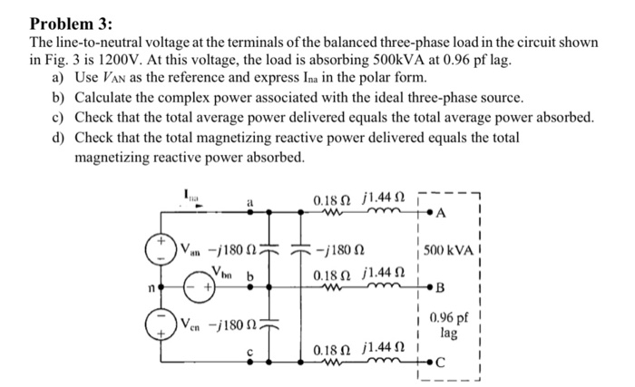 Solved Problem 3: The line-to-neutral voltage at the | Chegg.com