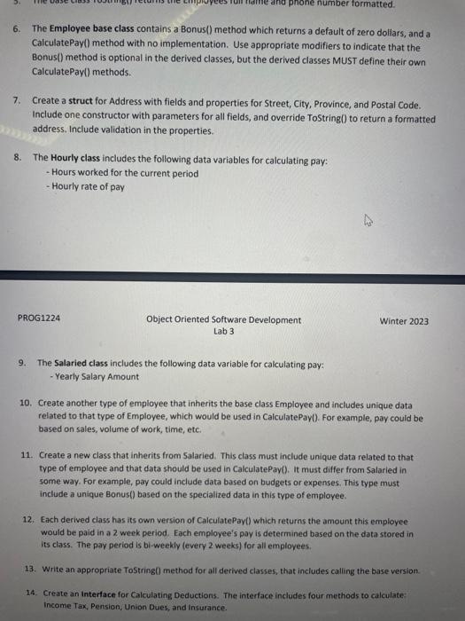 Solved PROG1224 Object Oriented Software Development Winter | Chegg.com