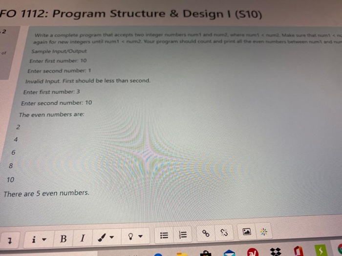 Solved FO 1112: Program Structure & Design I (510) .2 of | Chegg.com