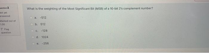 Solved What is the weighting of the Most Significant Bit | Chegg.com