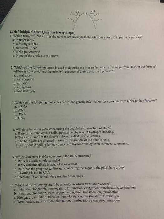 Solved Each Multiple Choice Question is worth 2pts 1. Which | Chegg.com