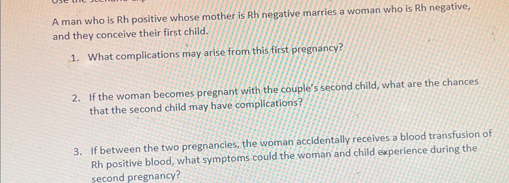 Solved A man who is Rh positive whose mother is Rh negative | Chegg.com
