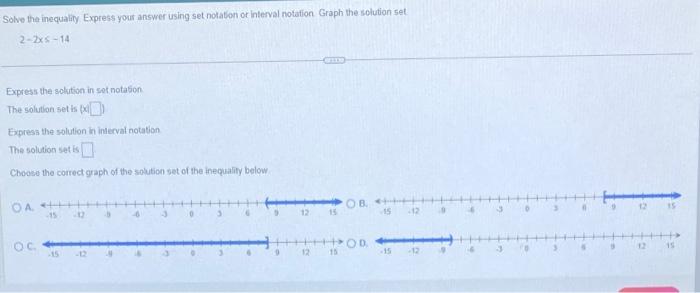 Solved Solve the inequality Express your answer using set | Chegg.com