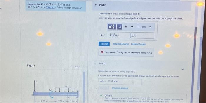 Solved Suppose that F=5kN,to=2kN/m and M=12kN⋅m in (tiaute | Chegg.com