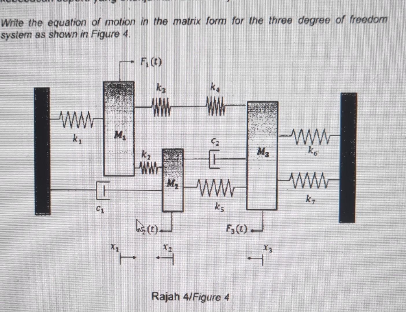 Solved Write the equation of motion in the matrix form for | Chegg.com
