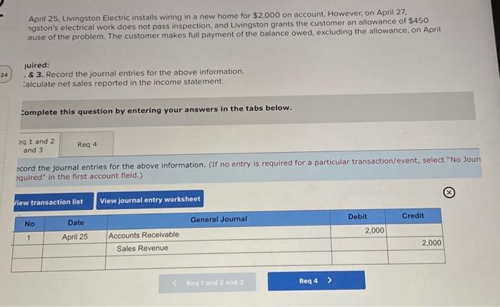 Solved April 25. Livingston Electric installs wiring in a | Chegg.com