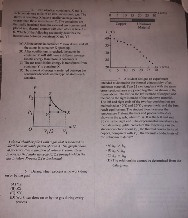 Solved 5 (cm) 10 15 20 25 30 5. Two identical containers, X | Chegg.com