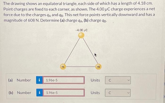 Solved The drawing shows an equilateral triangle, each side | Chegg.com