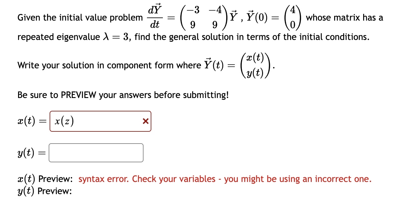 Solved Given the initial value problem | Chegg.com