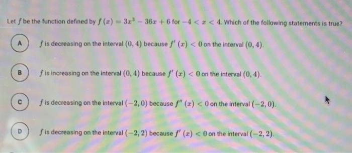 Solved Let f be the function defined by (o) - 3ar" - 36x + 6 | Chegg.com