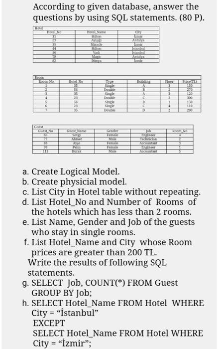 Solved According To Given Database Answer The Questions By 