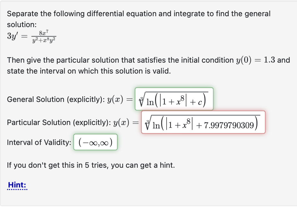 Solved Separate the following differential equation and | Chegg.com